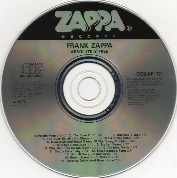 Frank Zappa Absolutely Free : CD | CD Covers | Cover Century | Over 1. ...